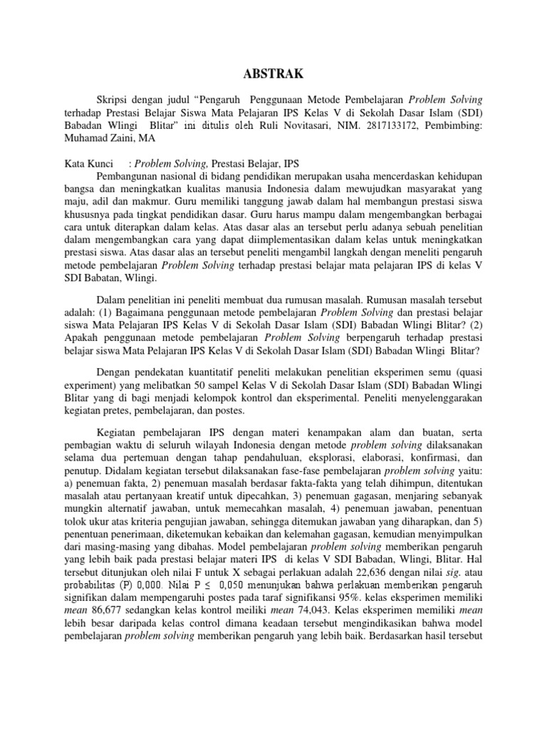 Contoh Abstrak Skripsi | PDF | Karier & Perkembangan