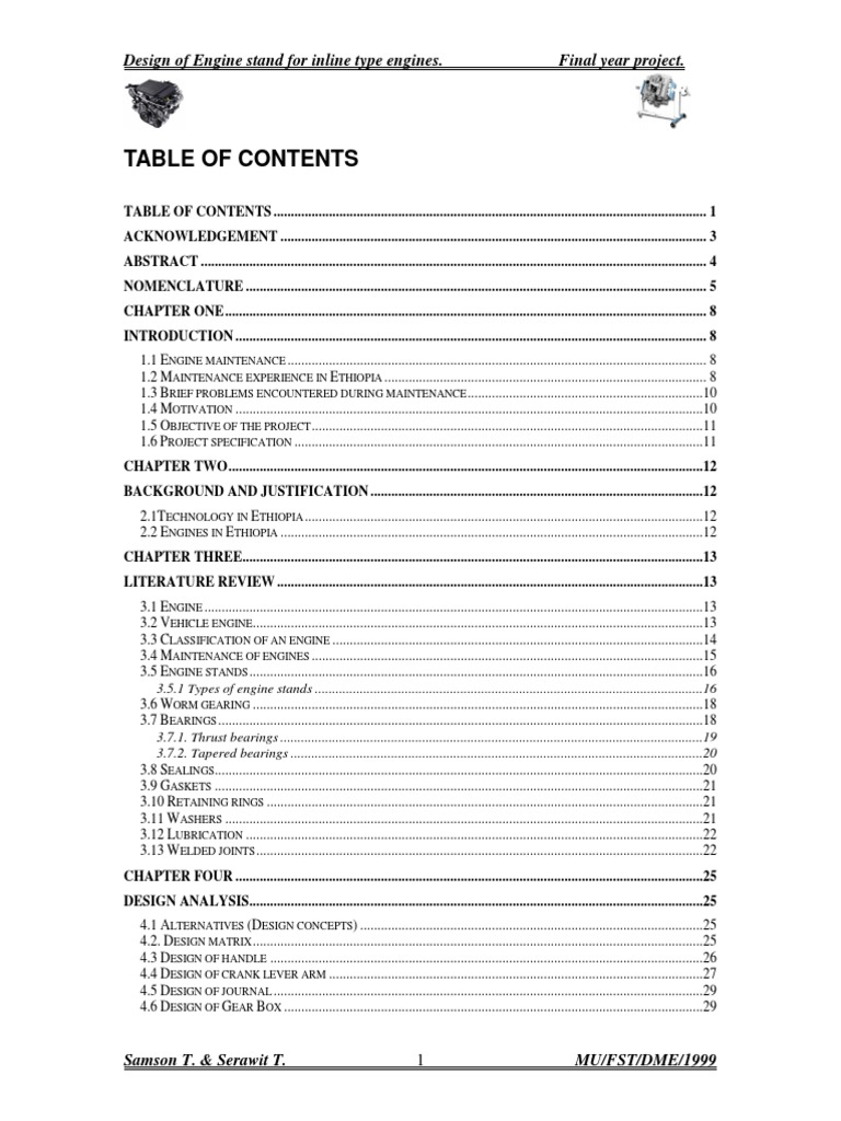 Design of Engine Stand For Inline Type Engines. Final Year Project ...