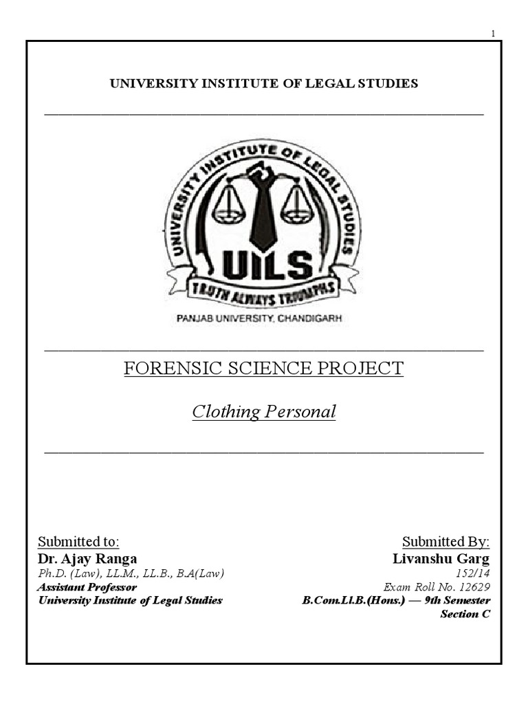 Forensic Science Project: Clothing Personal | PDF | Forensic Science ...
