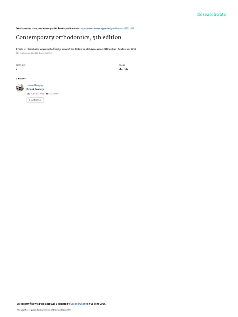 Contemporary Orthodontics, 5th Edition | PDF | Orthodontics | Health Care