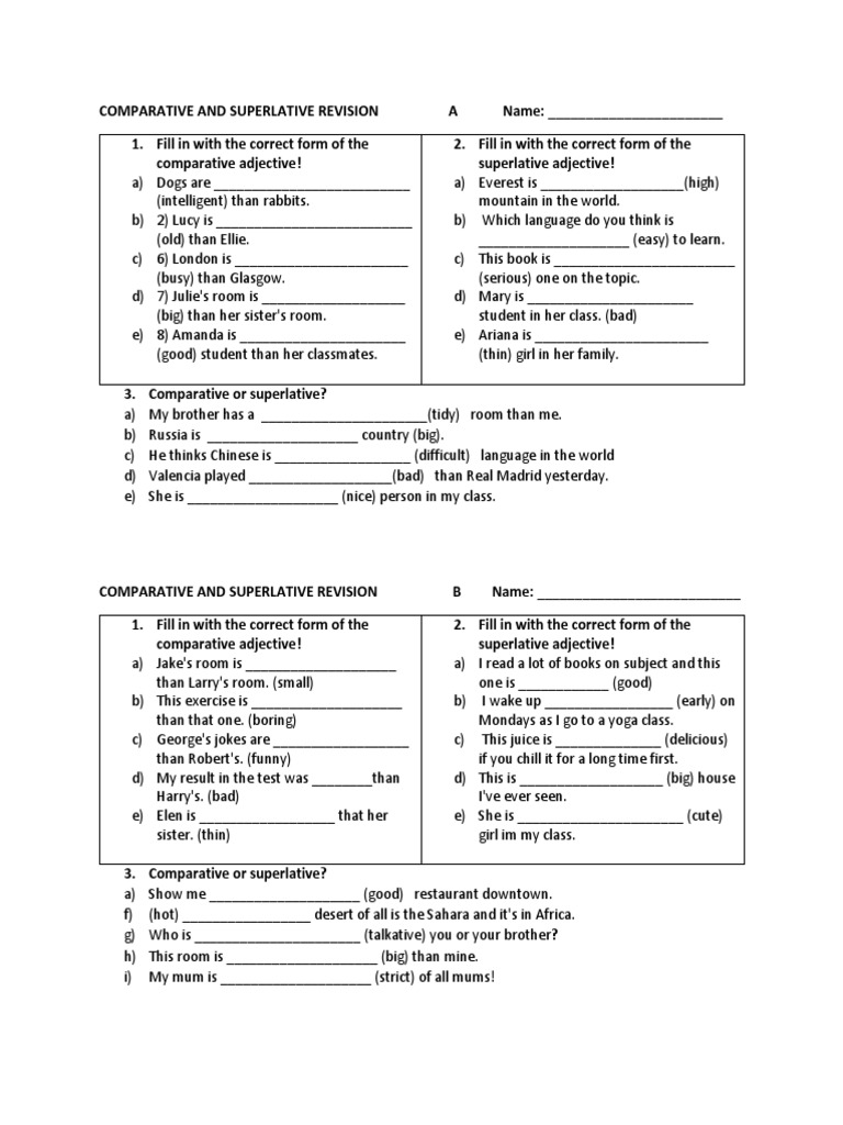 Comparative and Superlative Revision | PDF | Semiotics | Semantics