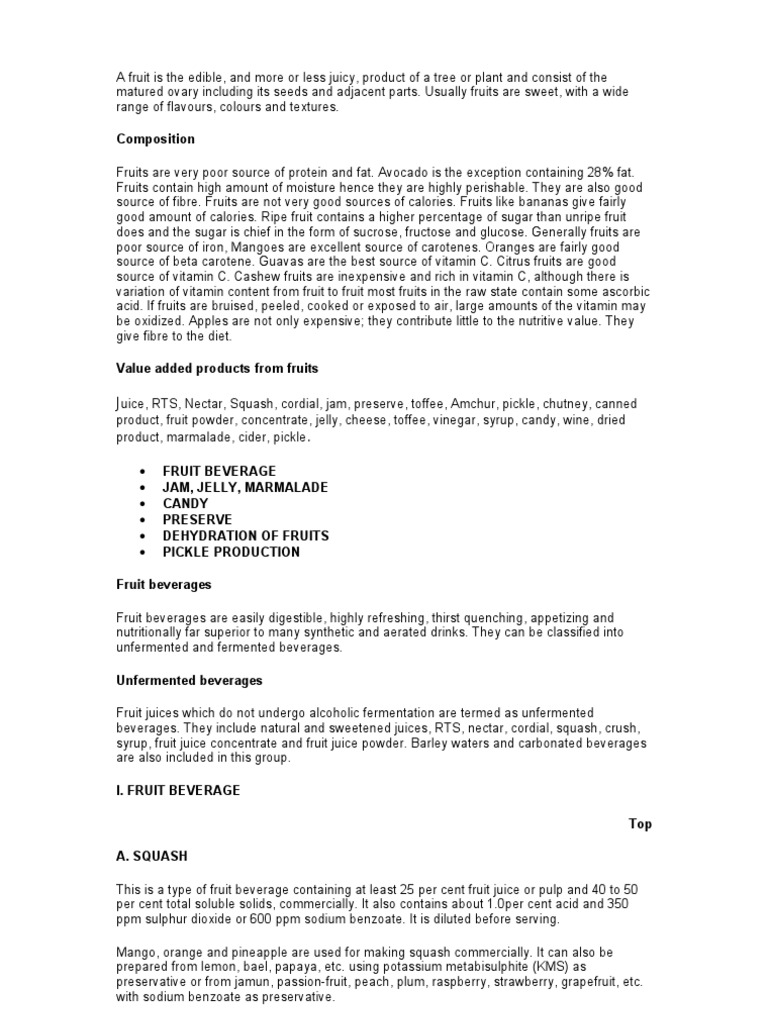 Fruits Processing | PDF | Fruit Preserves | Drink