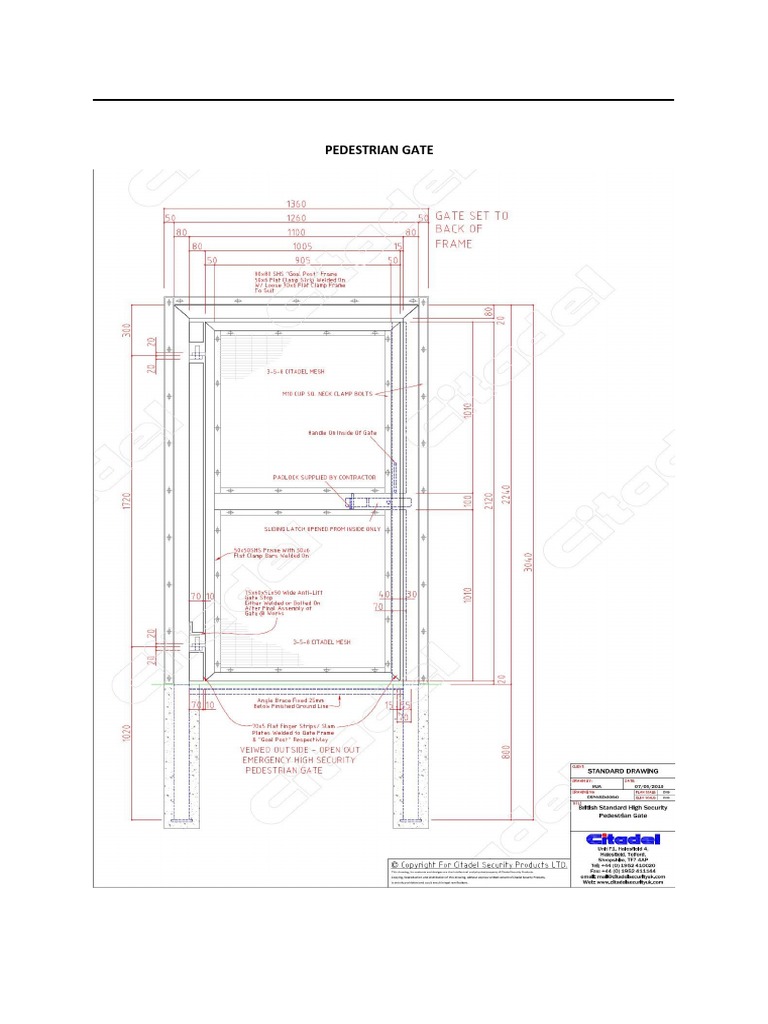 CITADEL FENCE GATES Specifications PDF | PDF
