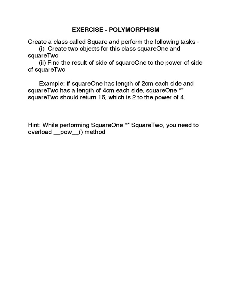 Exercise Polymorphism | PDF | Formal Methods | Method (Computer ...