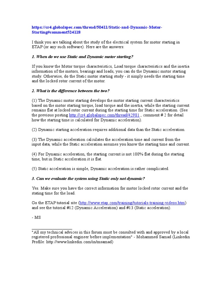 Evaluating the Impact of Static and Dynamic Motor Starting Studies in ...