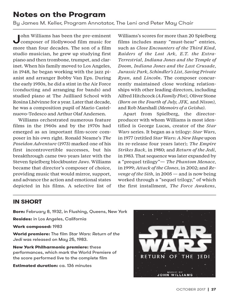 John Williams Star Wars Return of The Jedi | PDF | Drum Kit | Star Wars