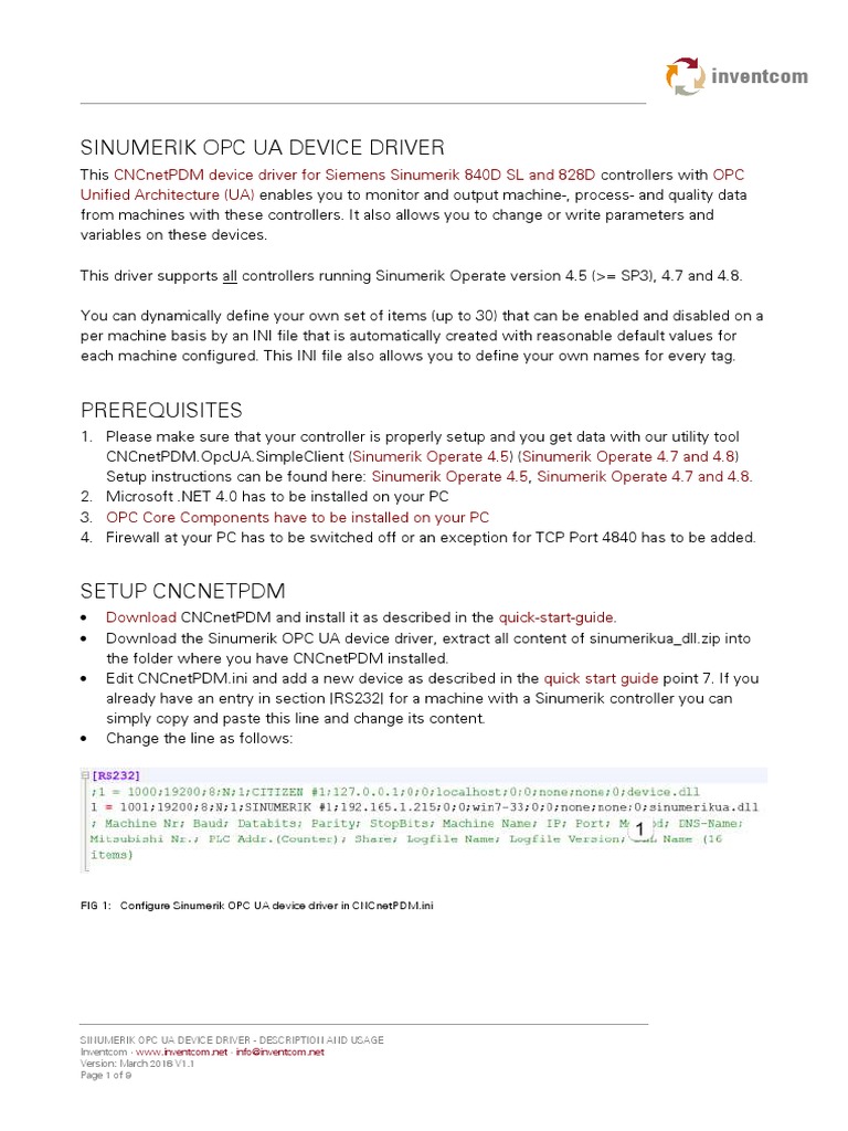 Sinumerik OPC UA Device Driver | PDF | Parameter (Computer Programming) | Personal Computers