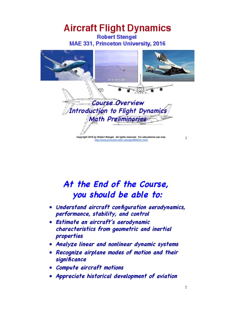 Aircraft Flight Dynamics: at The End of The Course, You Should Be Able ...