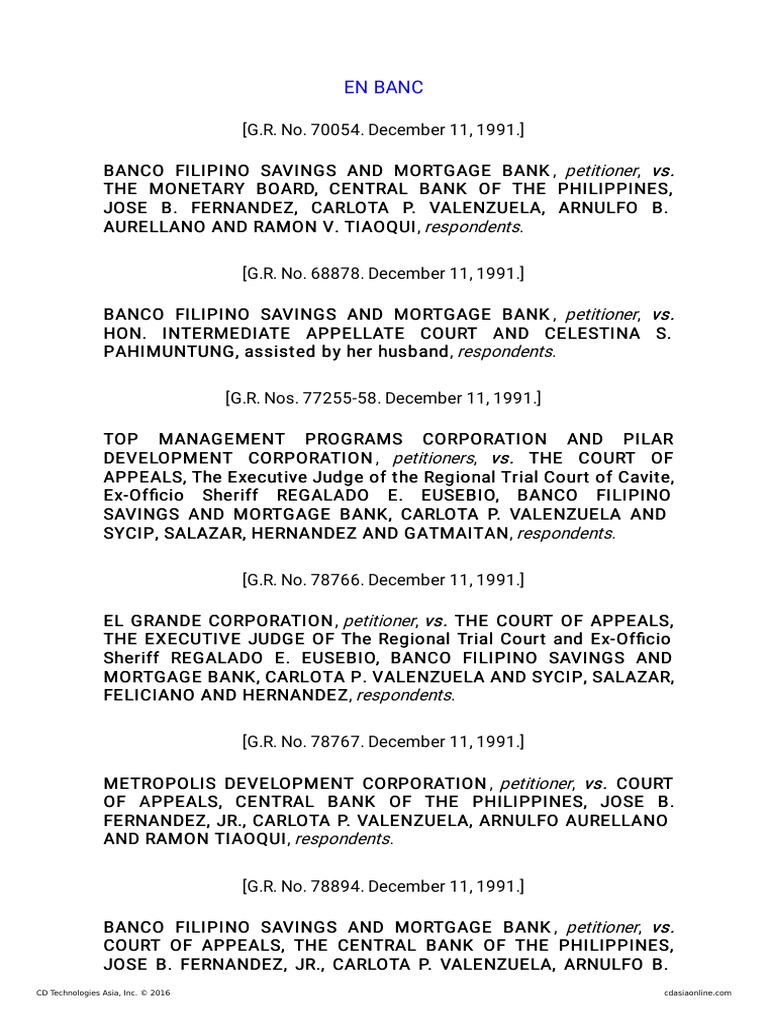The Legality of the Closure and Receivership of Banco Filipino Savings and Mortgage Bank | PDF ...