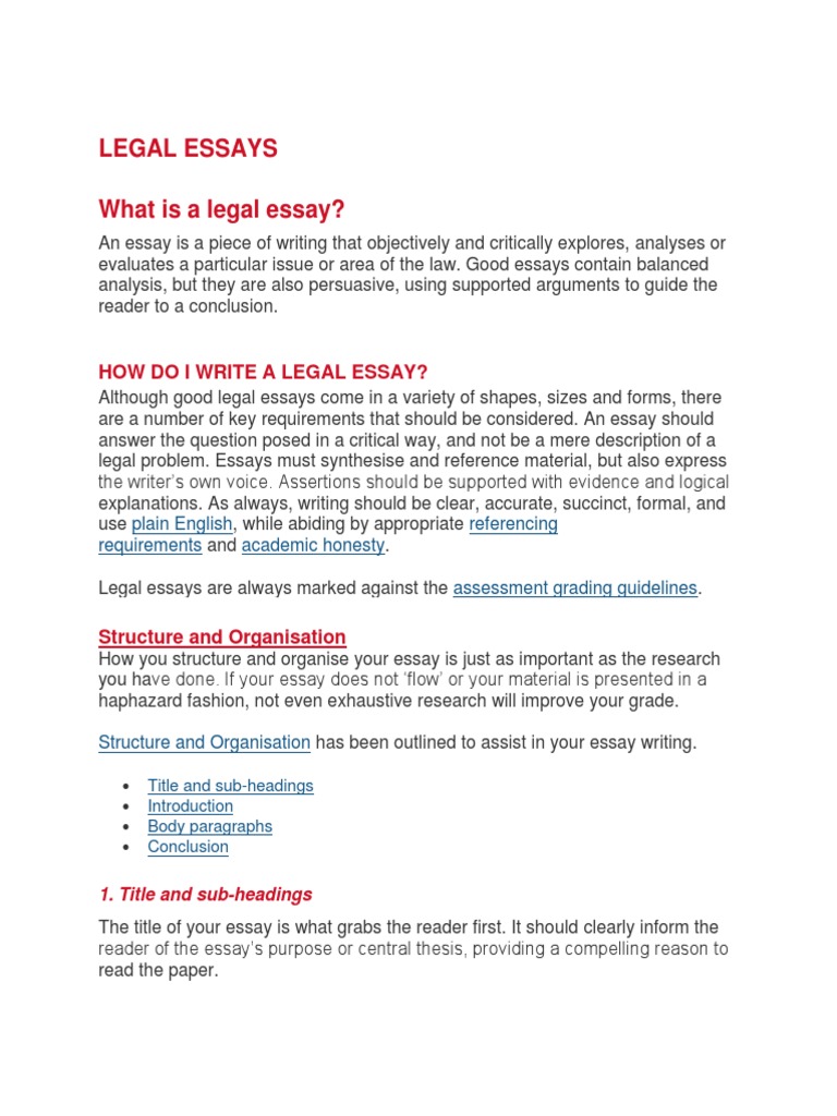 Legal Essays What Is A Legal Essay? | PDF | Essays | Question