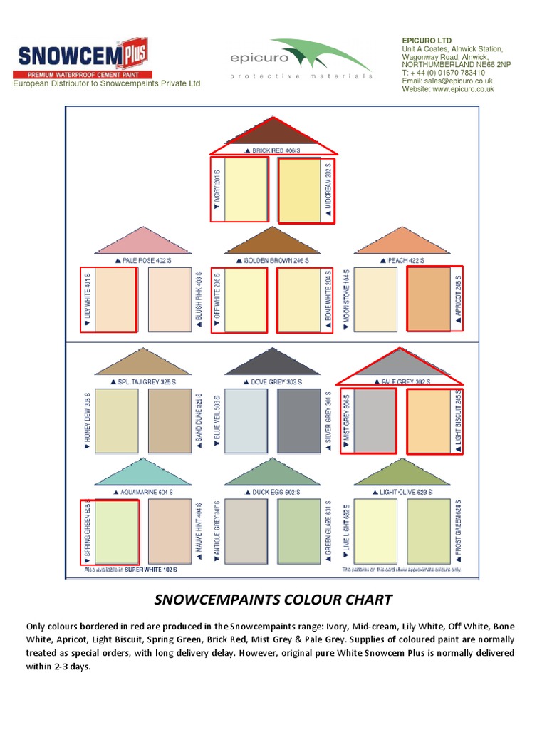 Snowcempaints Colour Chart: European Distributor To Snowcempaints ...