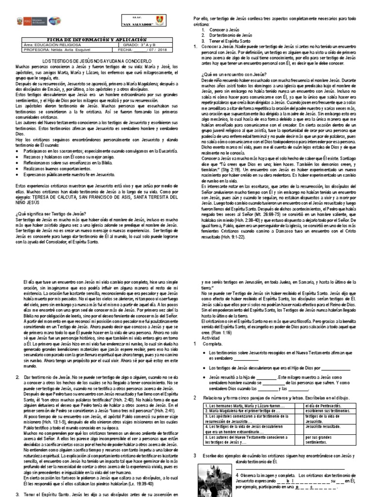 Testigos de Jesús en 3° Grado | PDF | La resurrección de Jesús | Jesús