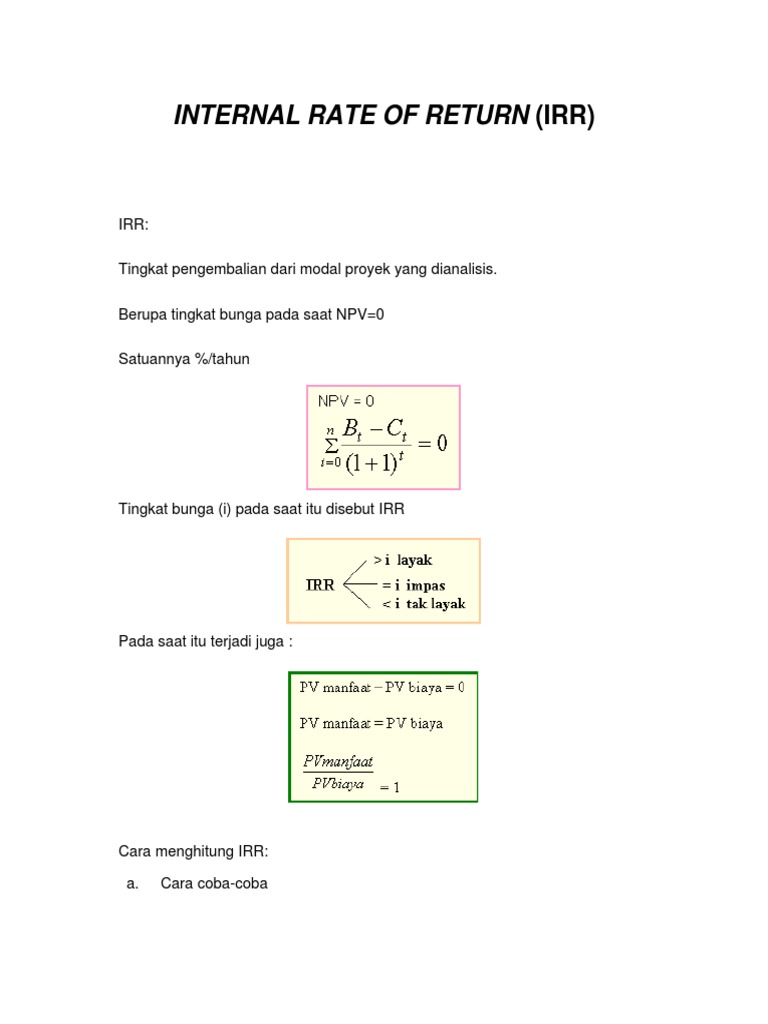 Perhitungan IRR | PDF