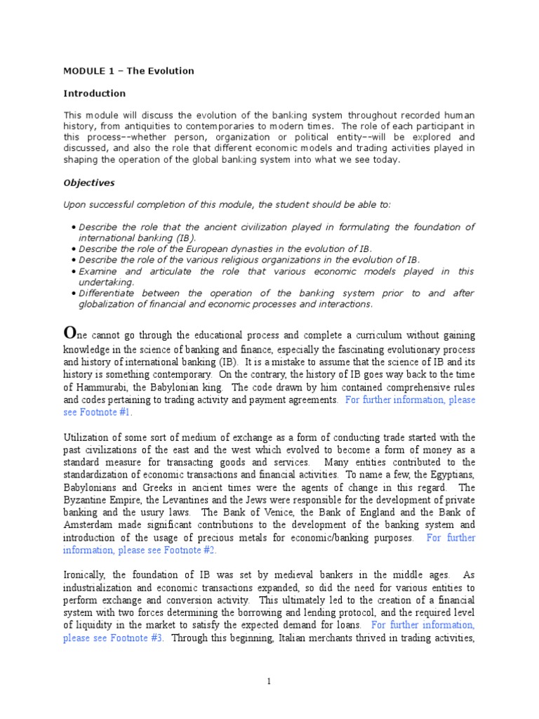 Evolution of International Banking | PDF | Gold Standard | Banks