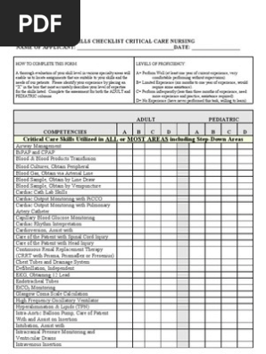 Nursing Skills Competency Checklist Template