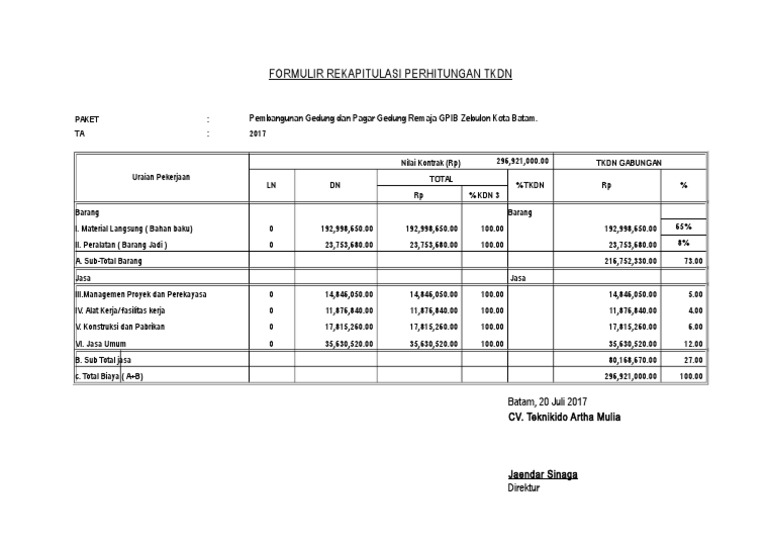Perhitungan TKDN | PDF