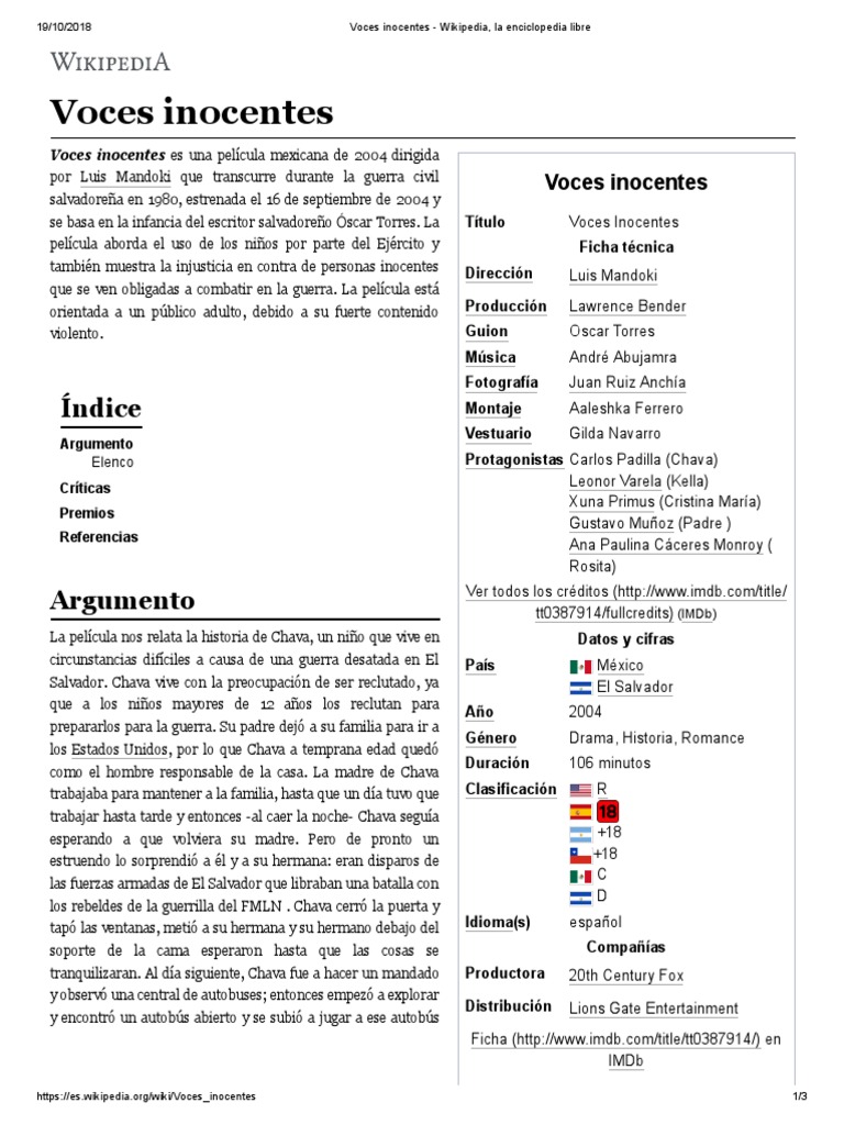 Voces Inocentes | PDF | Ocio