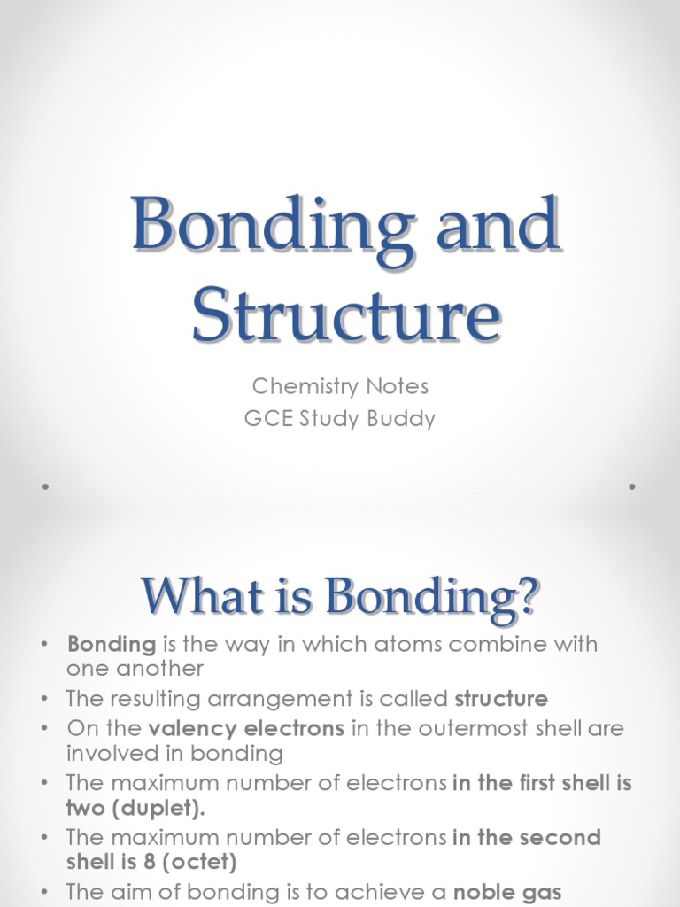 Bonding and Structure: Chemistry Notes GCE Study Buddy | PDF | Ion ...