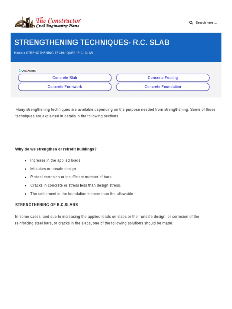 Theconstructor Org Structural Engg Strengthening Techniques R C Slab 1921 | PDF | Reinforced ...