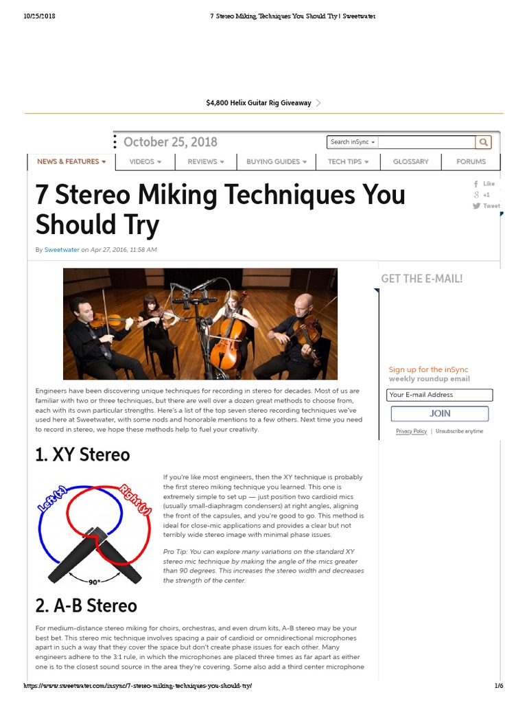7 Stereo Miking Techniques You Should Try - Sweetwater | PDF ...