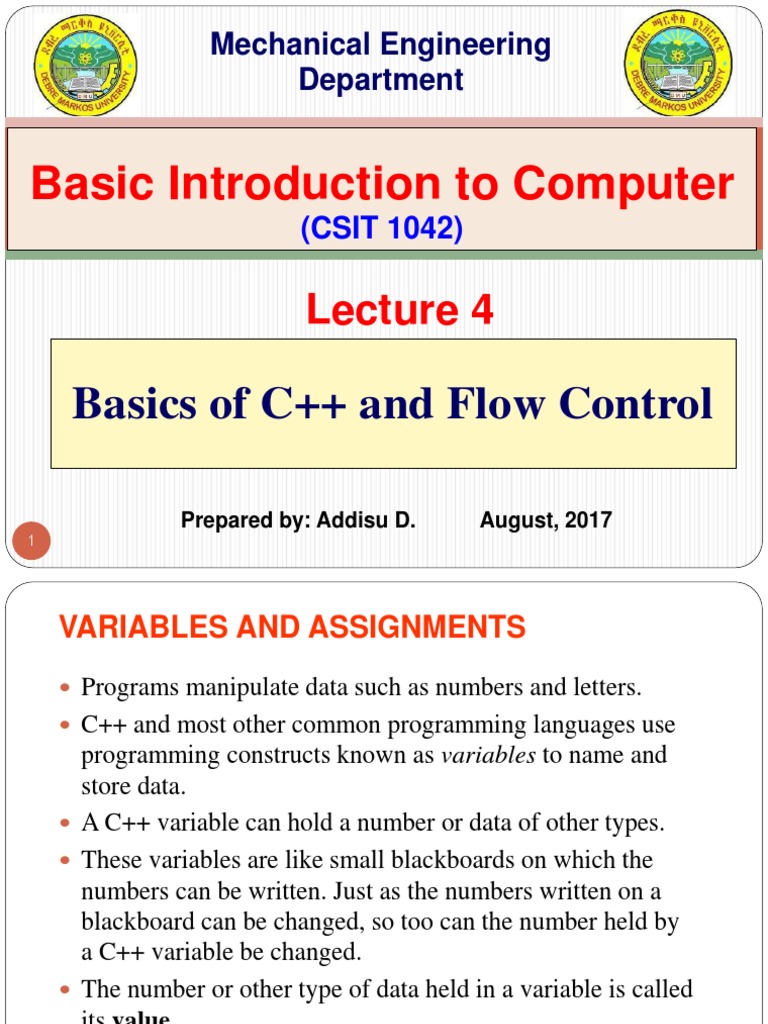 Lecture 1. Introduction To Computers | PDF | Control Flow | Data Type
