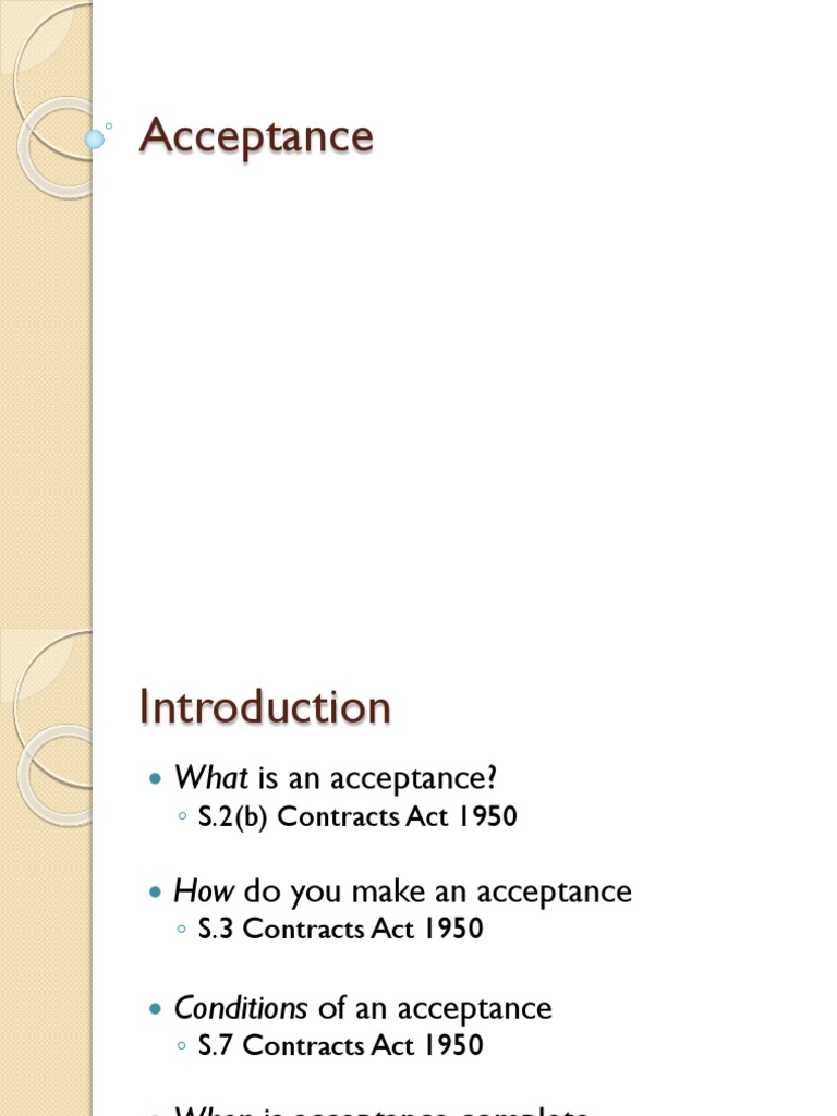 Understanding Acceptance under Malaysian Contract Law | PDF | Offer And ...