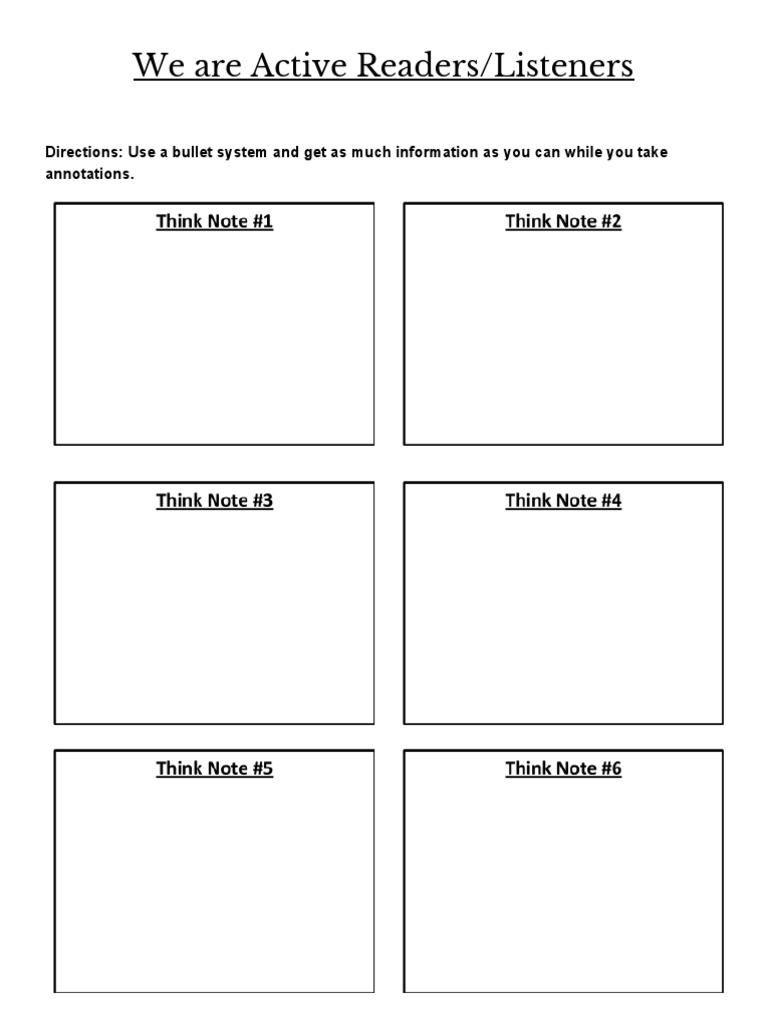 Think Notes Blank | PDF
