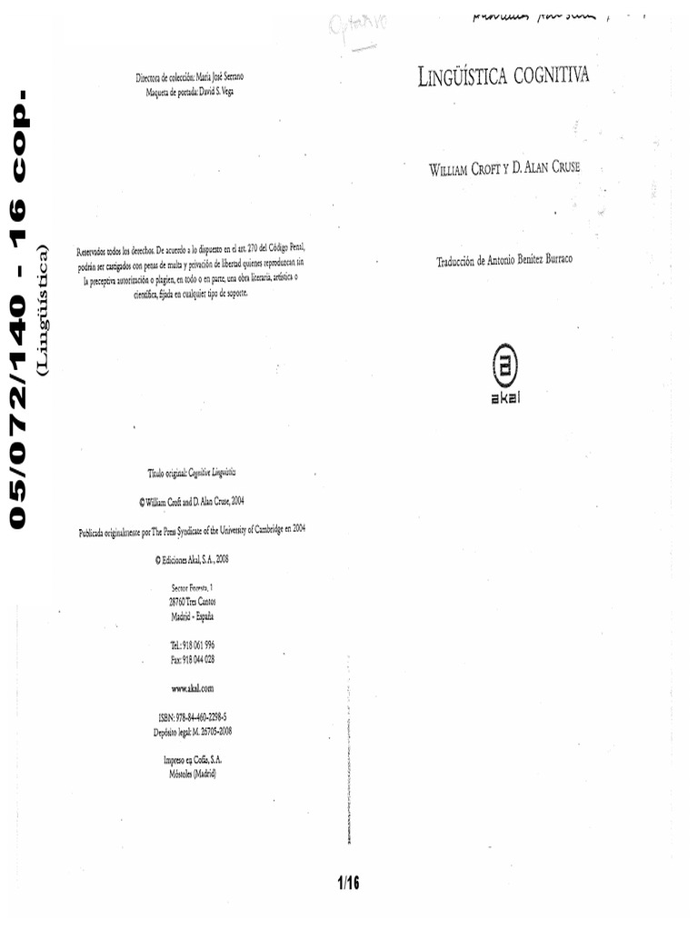 CROFT CRUSE - Lingüística Cognitiva (Cap. 5) PDF | PDF