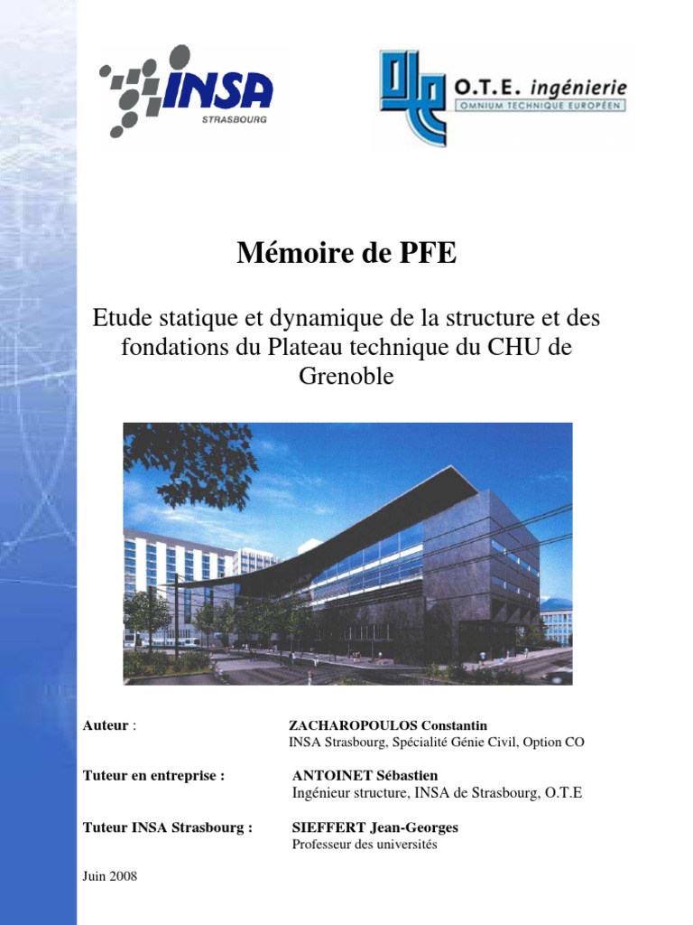 Étude statique et sismique CHU Grenoble | PDF | Béton armé | Fondation ...