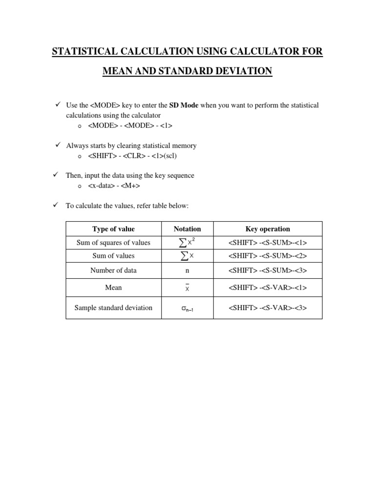 Statistical Calculation Using Calculator | PDF | Multivariate ...
