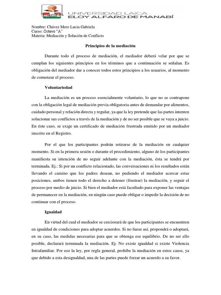 Principios de La Mediacion | PDF | Mediación | Virtud