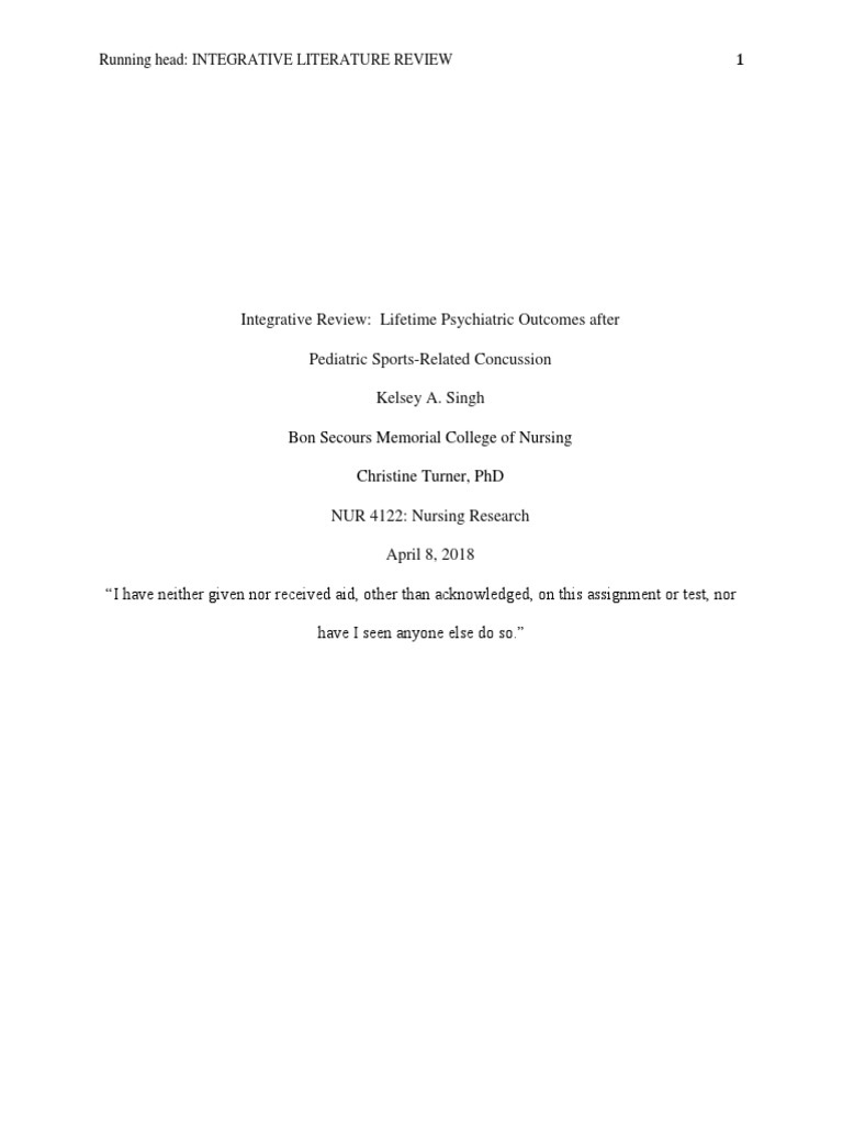 Final Integrative Review | PDF | Concussion | Mental Disorder