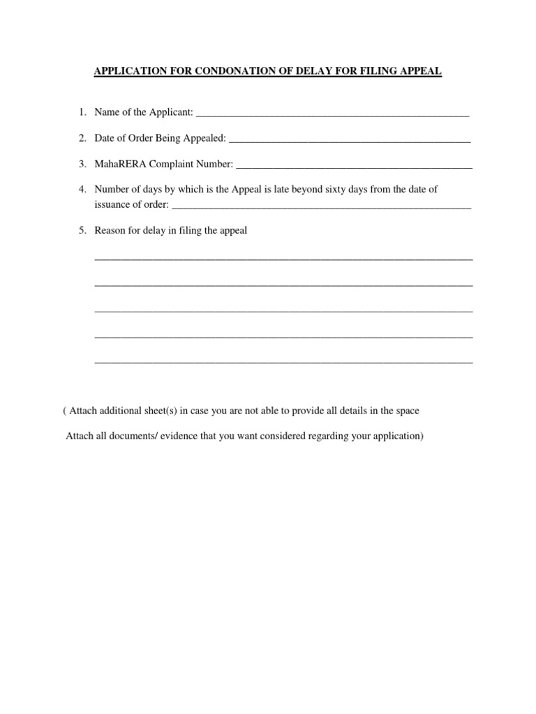 Application For Condonation of Delay For Filing Appeal | PDF