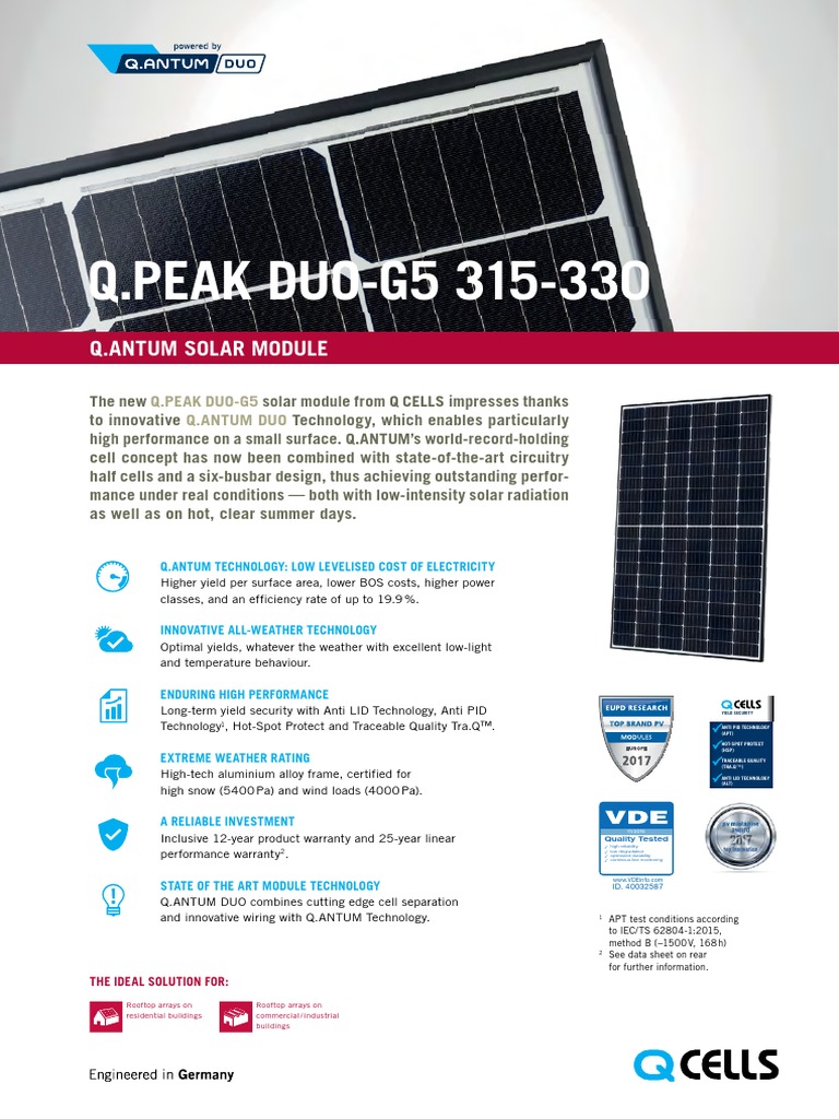 Hanwha Q CELLS Data Sheet QPEAK DUO-G5 315-330 2017-07 Rev01 EN PDF ...