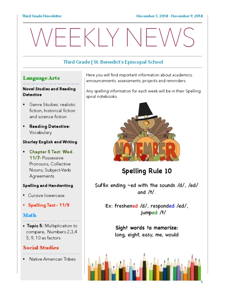 Weekly Newsletter-Nov5to9 | Download Free PDF | Homework | Languages