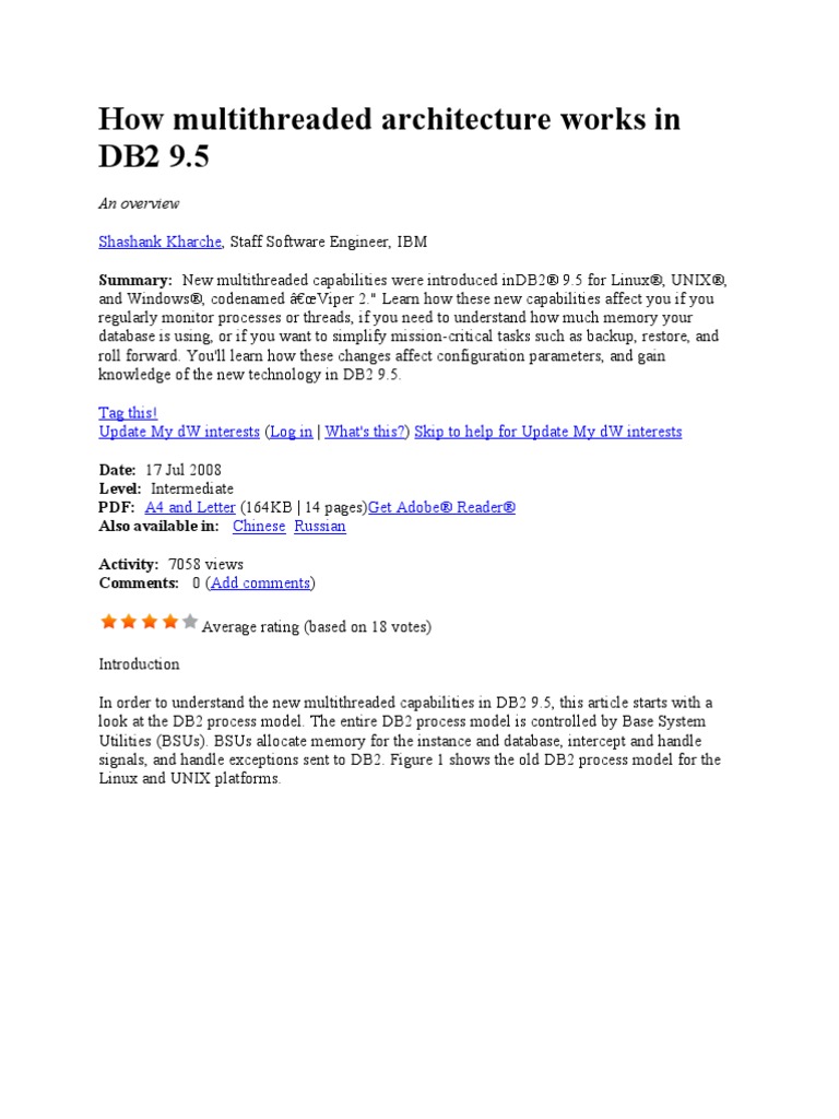 How Multi Threaded Architecture Works in DB2 9 | PDF | Operating System ...