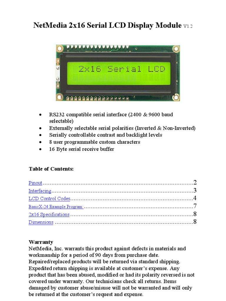Serial Lcd Display Pinout - nucoke