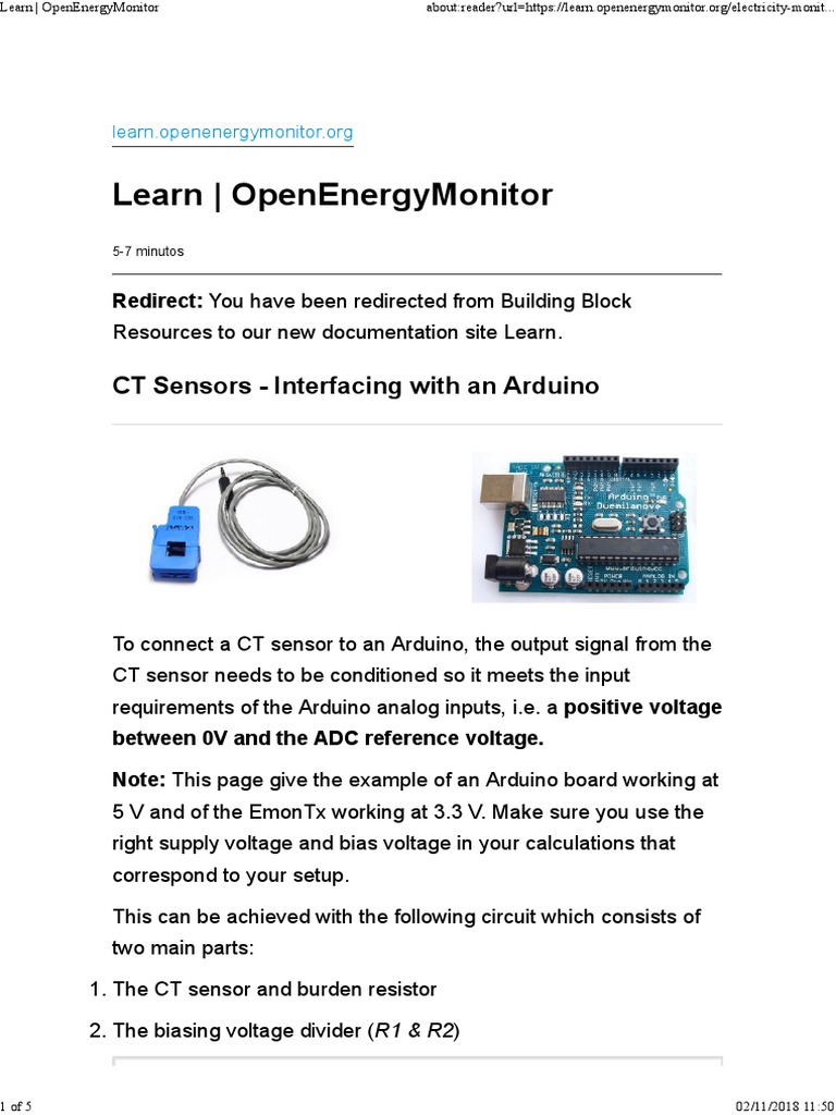 Current Transformers Ct Sensors Interfacing With An Arduino Resistor Voltage 