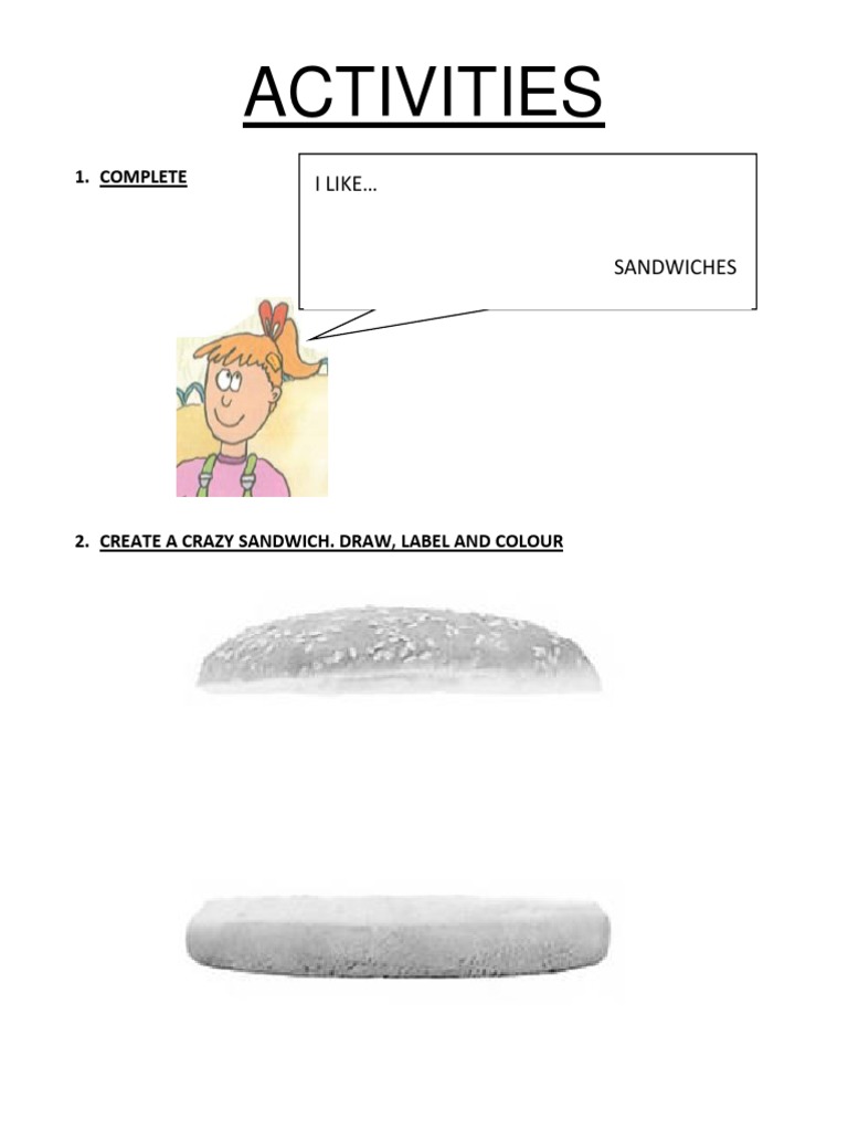 The Crazy Sandwich Bar Activities | PDF | Language Arts & Discipline ...