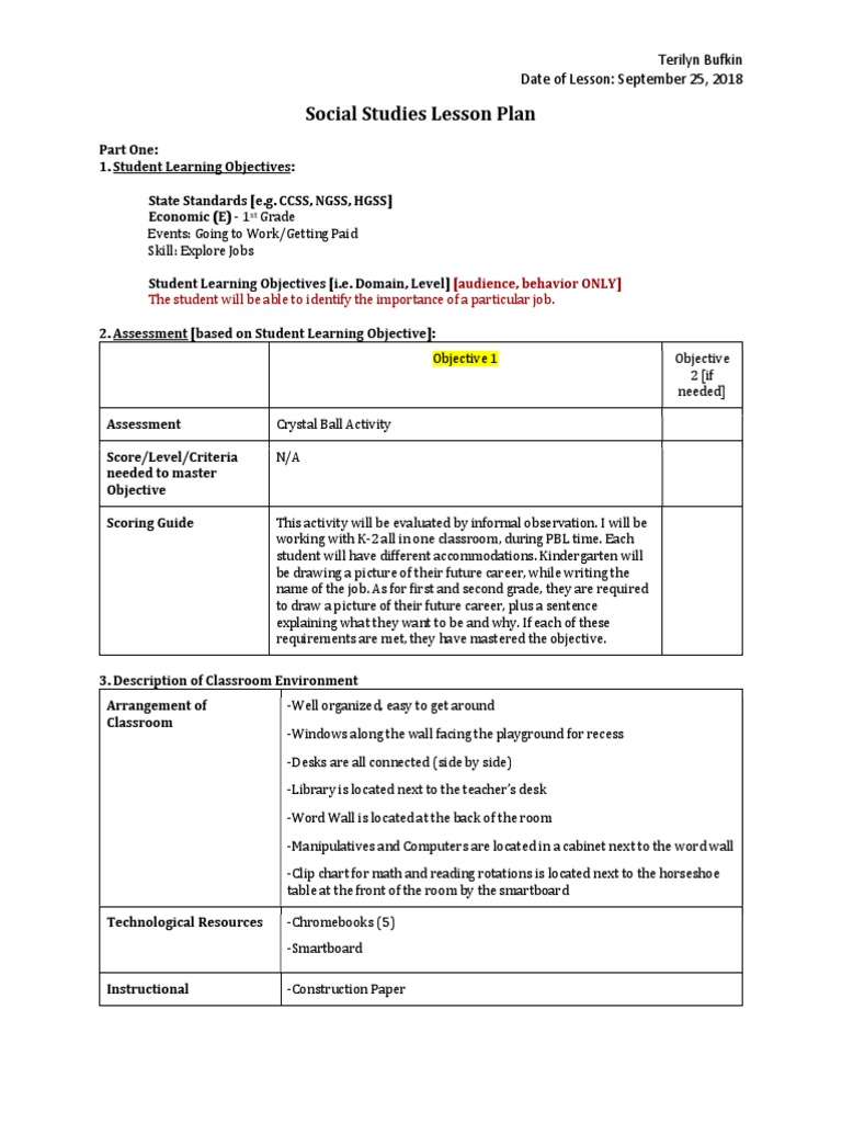 social studies lesson plan economics pdf | Classroom | Lesson Plan