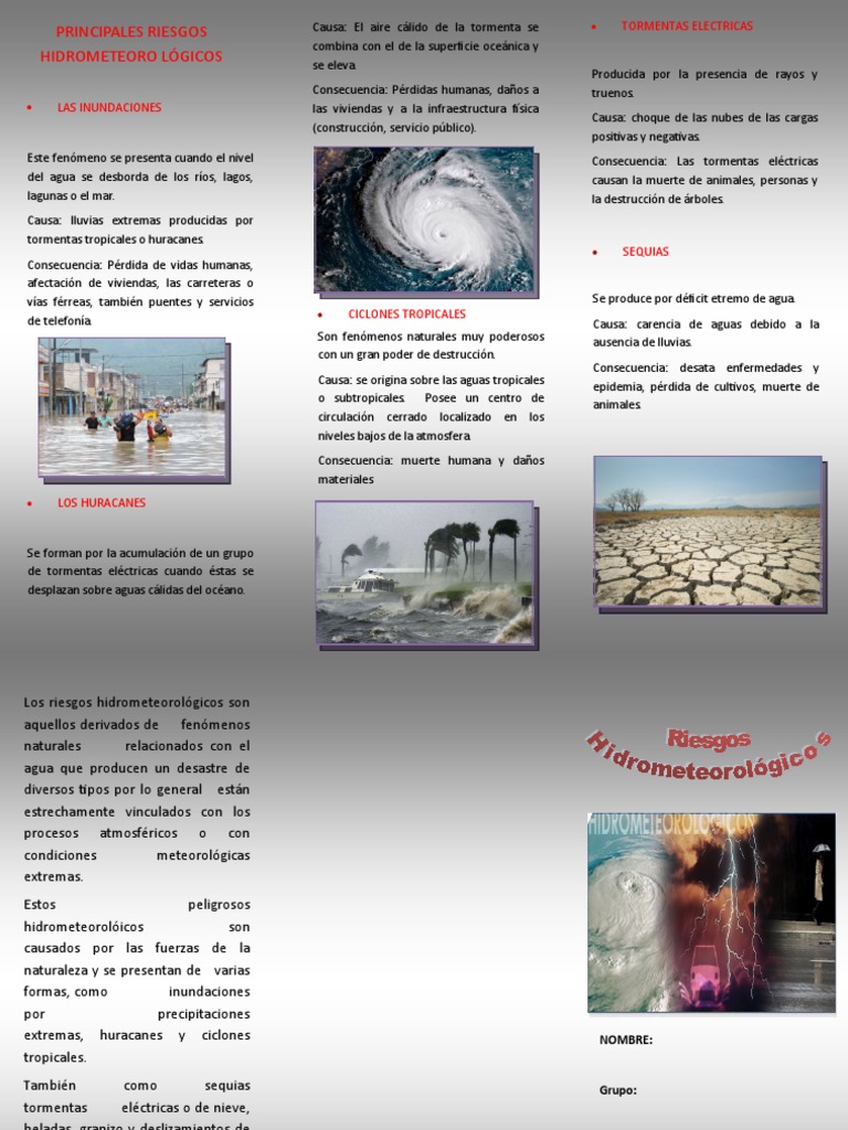 Triptico Riesgos Hidrometeorologicos | PDF | Ciclones tropicales | Tormentas