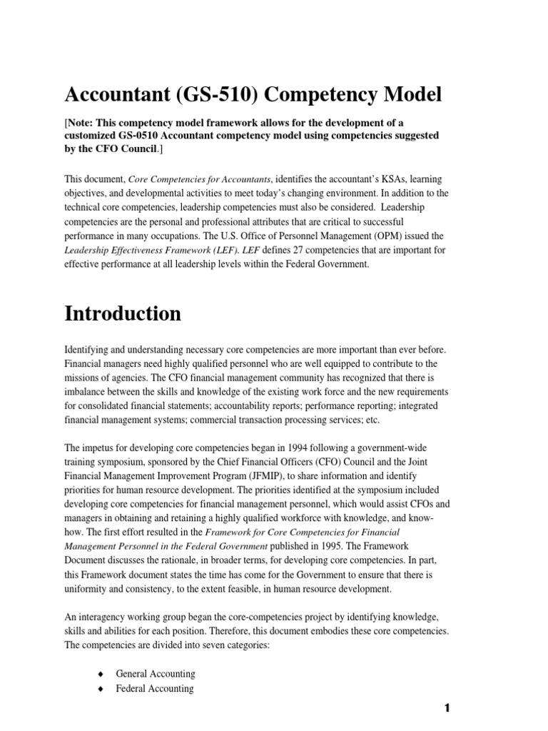 Accountant (GS-510) Competency Model: (Note: This Competency Model ...