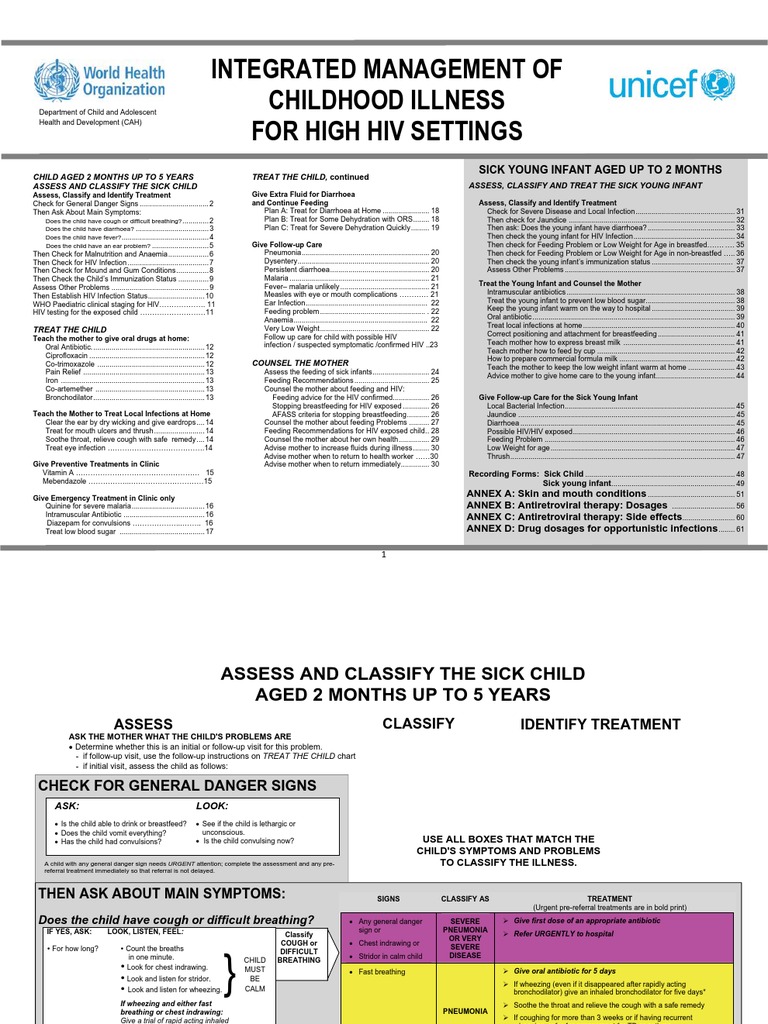 IMCI Chart Booklet | PDF | Fever | Diarrhea