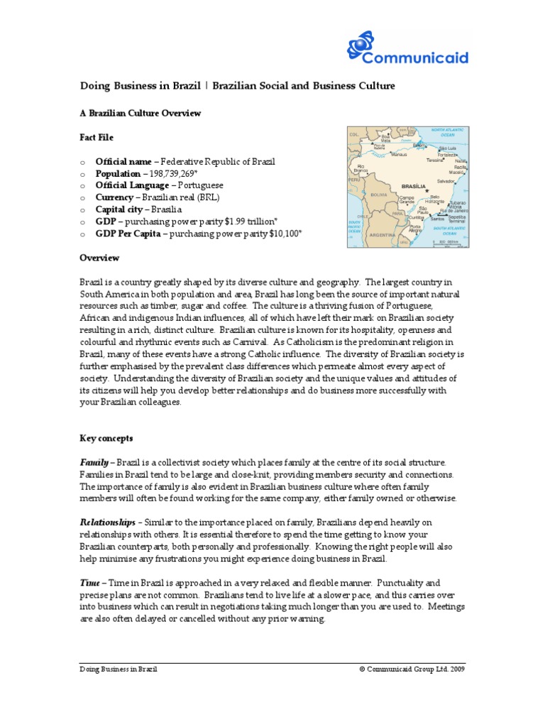 Doing Business in Brazil | PDF | Brazil | Multiculturalism