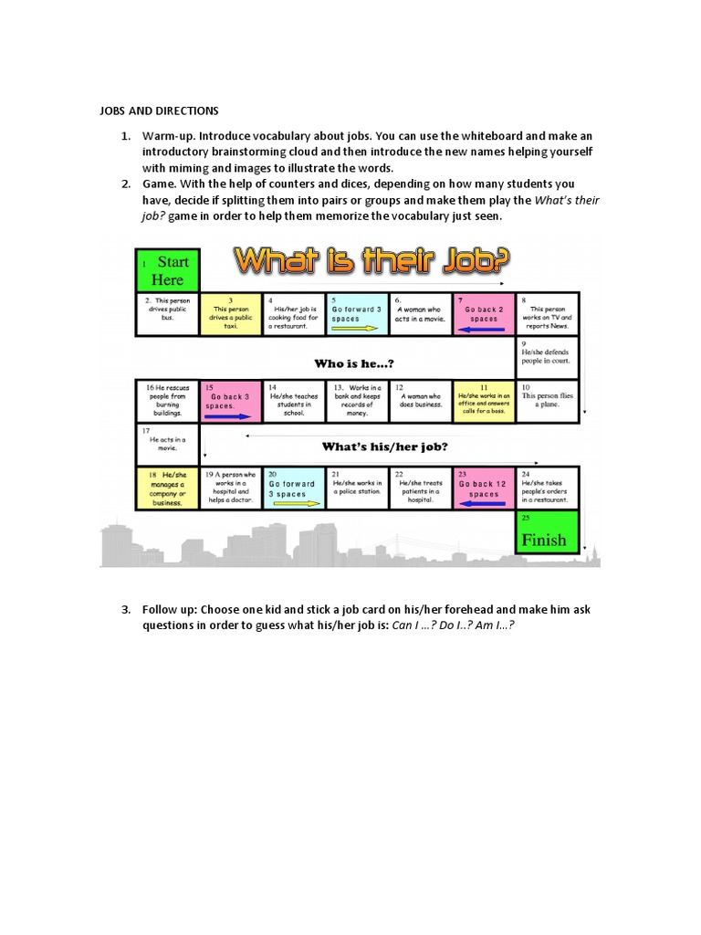 Job? Game in Order To Help Them Memorize The Vocabulary Just Seen | PDF