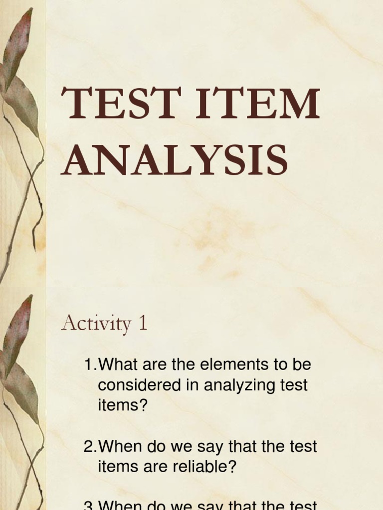 Test Item Analysis | PDF | Validity (Statistics) | Test (Assessment)