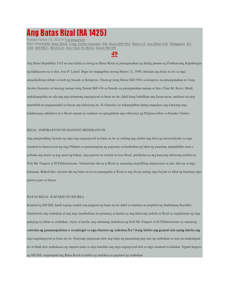 Ang Batas Rizal | PDF