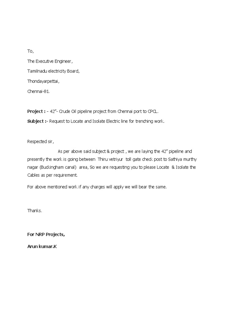 Request to Isolate Electric Line for Pipeline | PDF | Technology ...