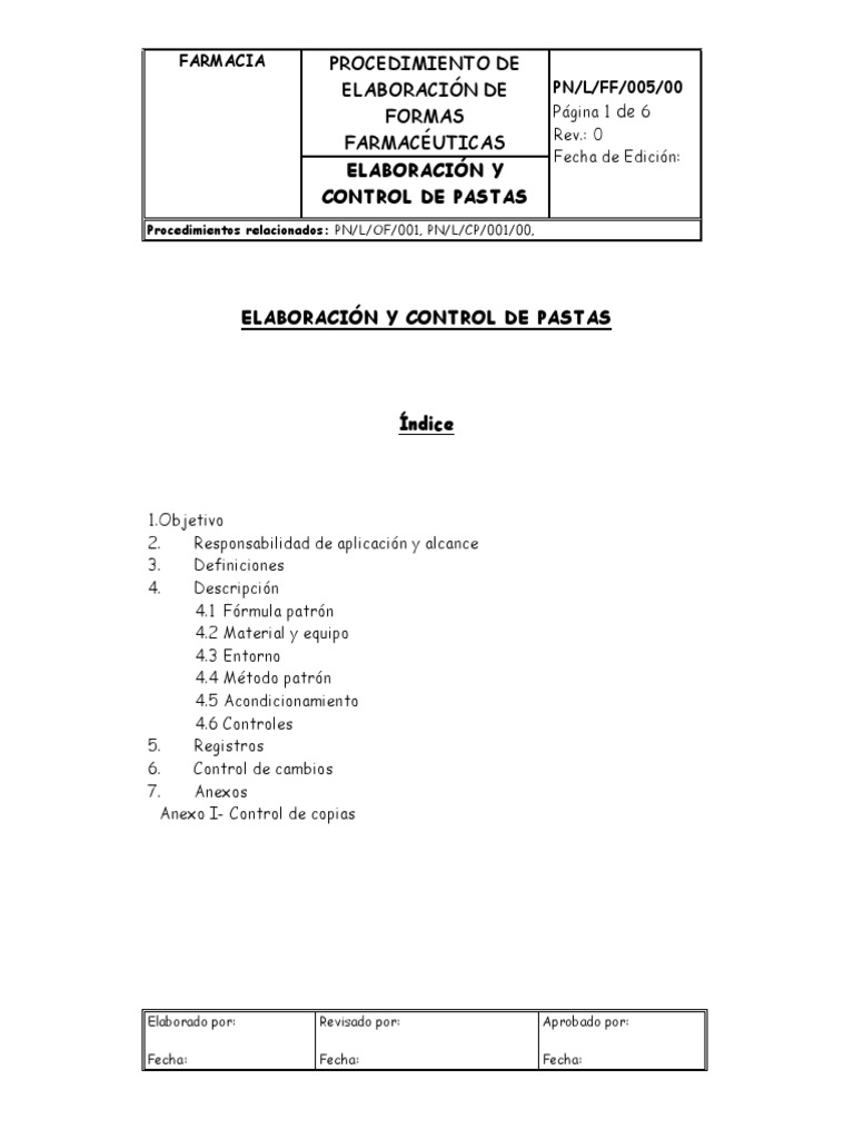 Procedimiento para Elaborar Pastas Farmacéuticas | PDF | Farmacia | Química