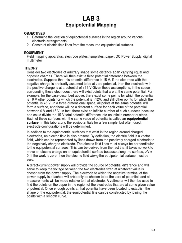 Equipotential Mapping Lab Guide | PDF | Voltage | Electric Field